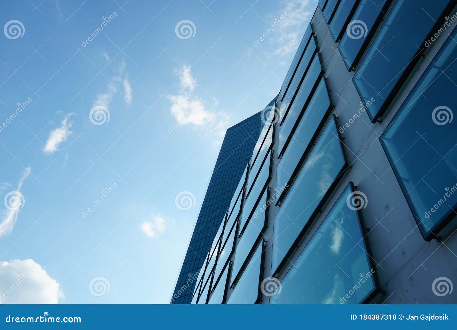 A Facade of a Modern Corporate Building with Large Square Window in ...