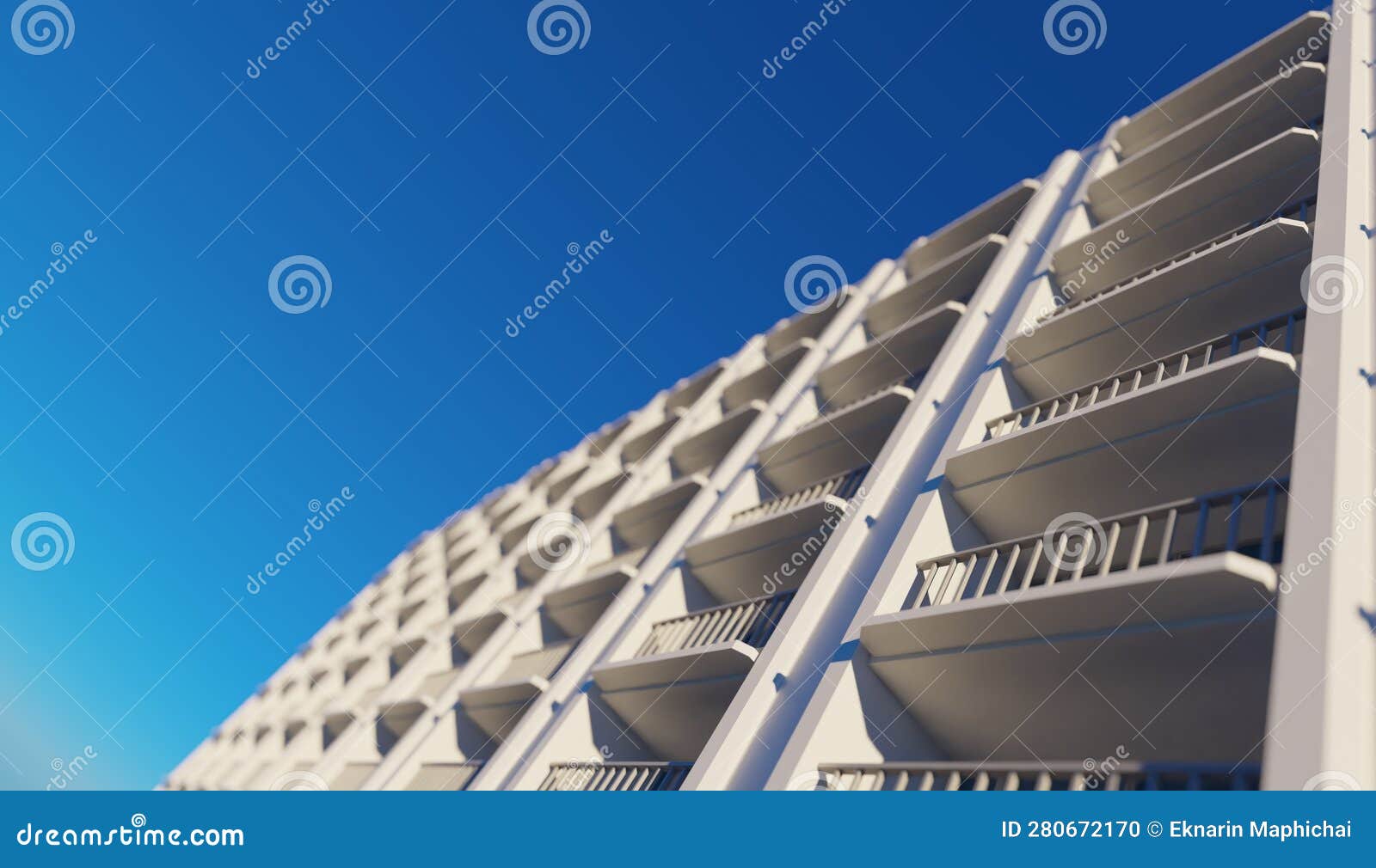 Facade Modern Hotel Building Over Blue Sky Stock Illustration ...