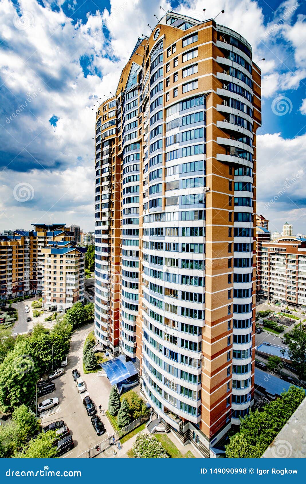 The Facade of a Modern Multi-storey High-rise Building with Windows in ...