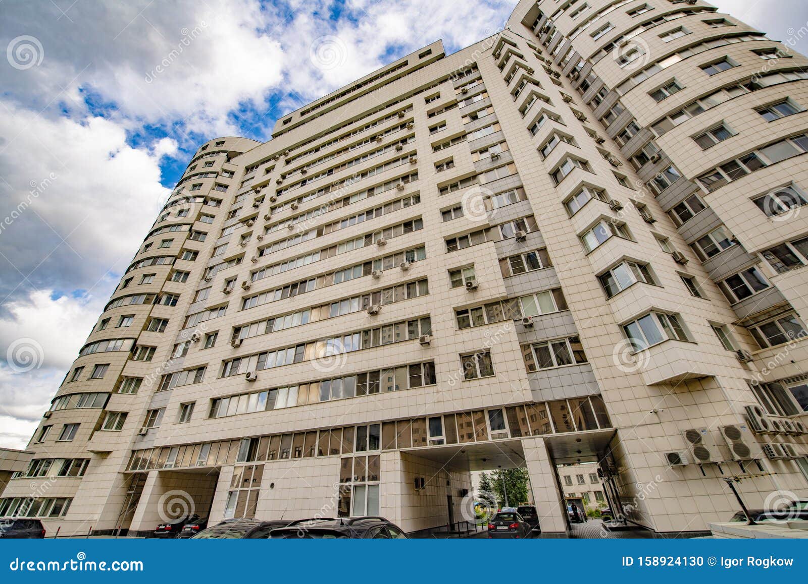 The Facade of a Modern Multi-storey High-rise Building with Windows in ...