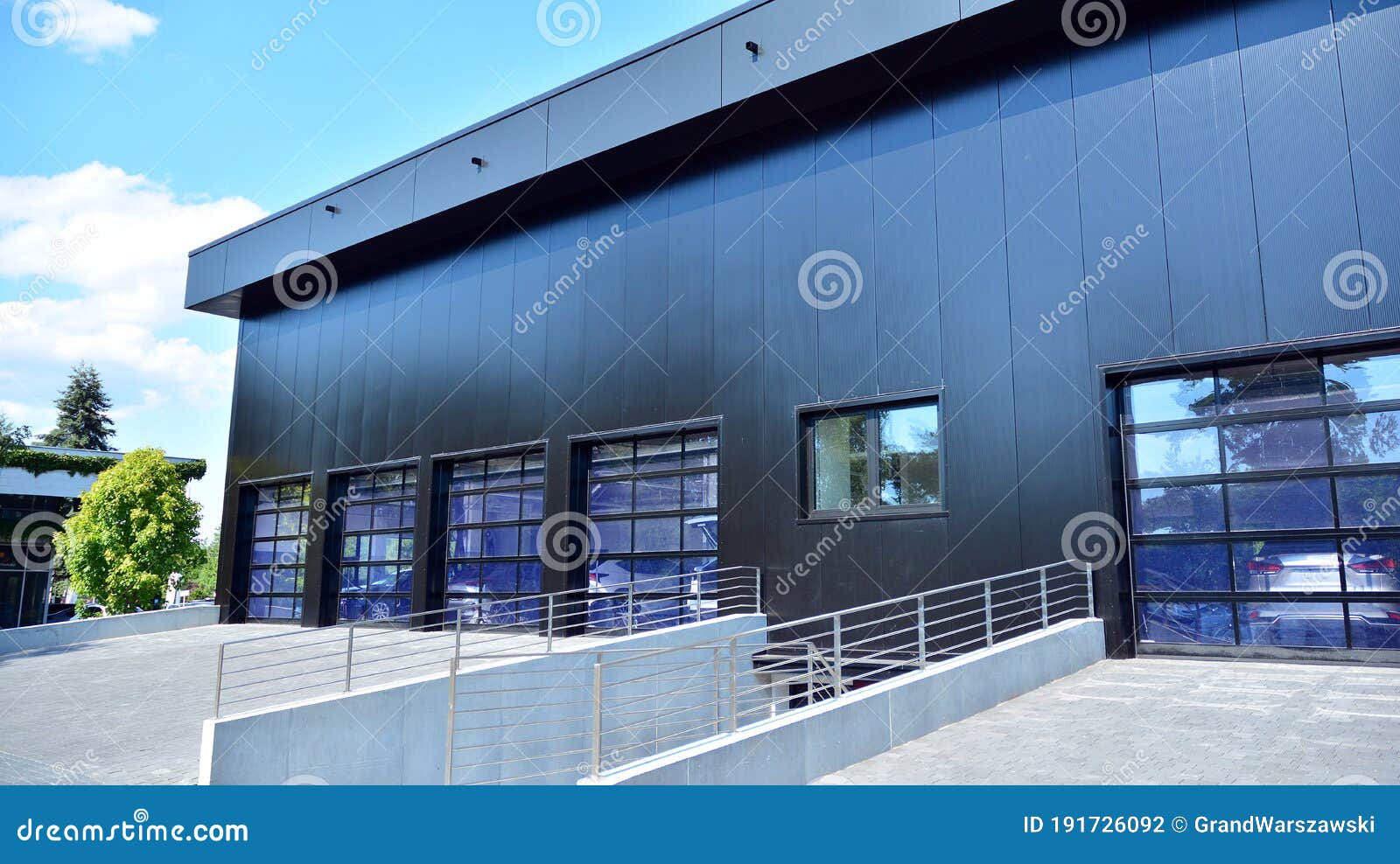 Facade of a Modern Navy Blue Warehouse Stock Photo - Image of ...