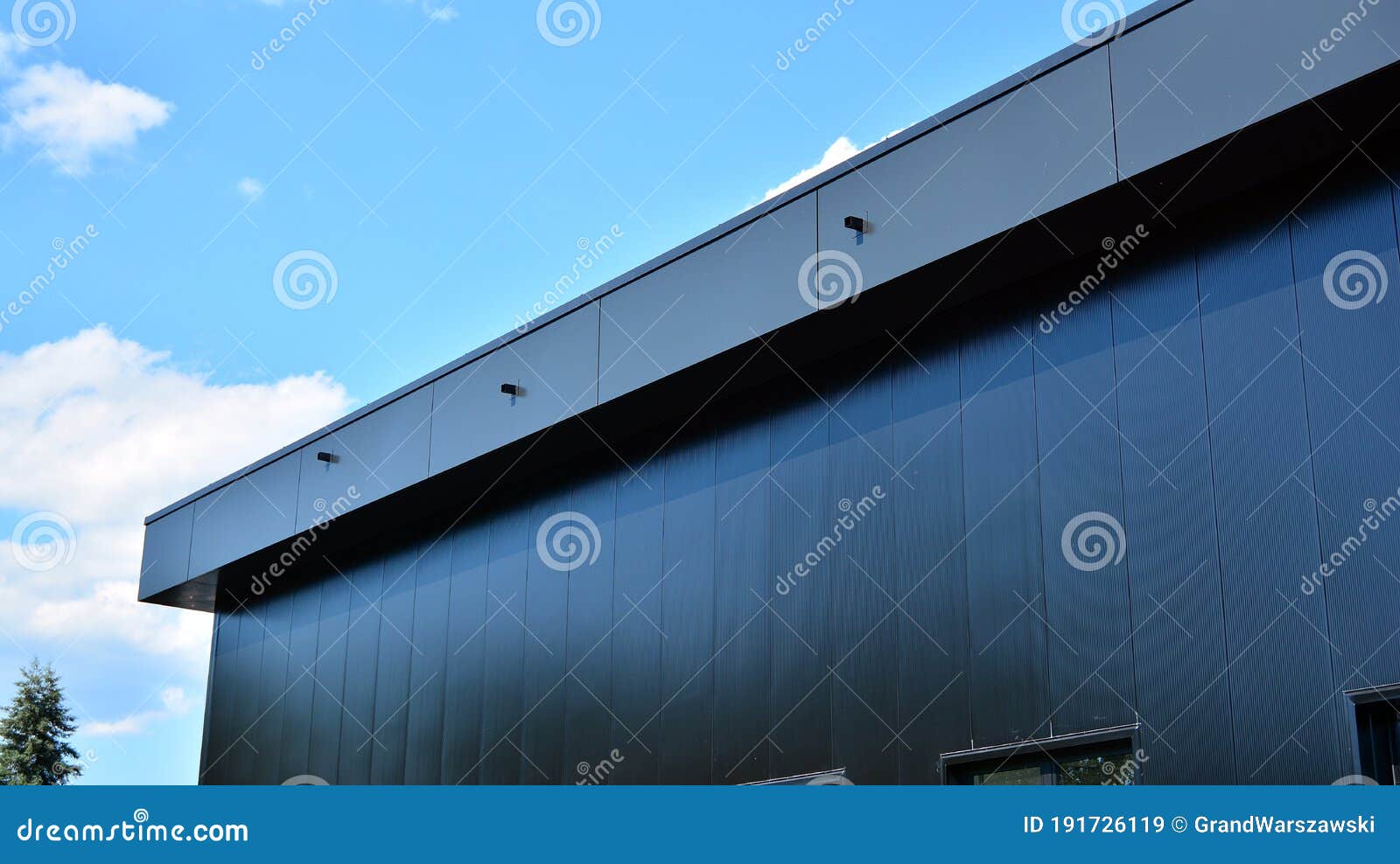 Facade of a Modern Navy Blue Warehouse Stock Image - Image of empty ...