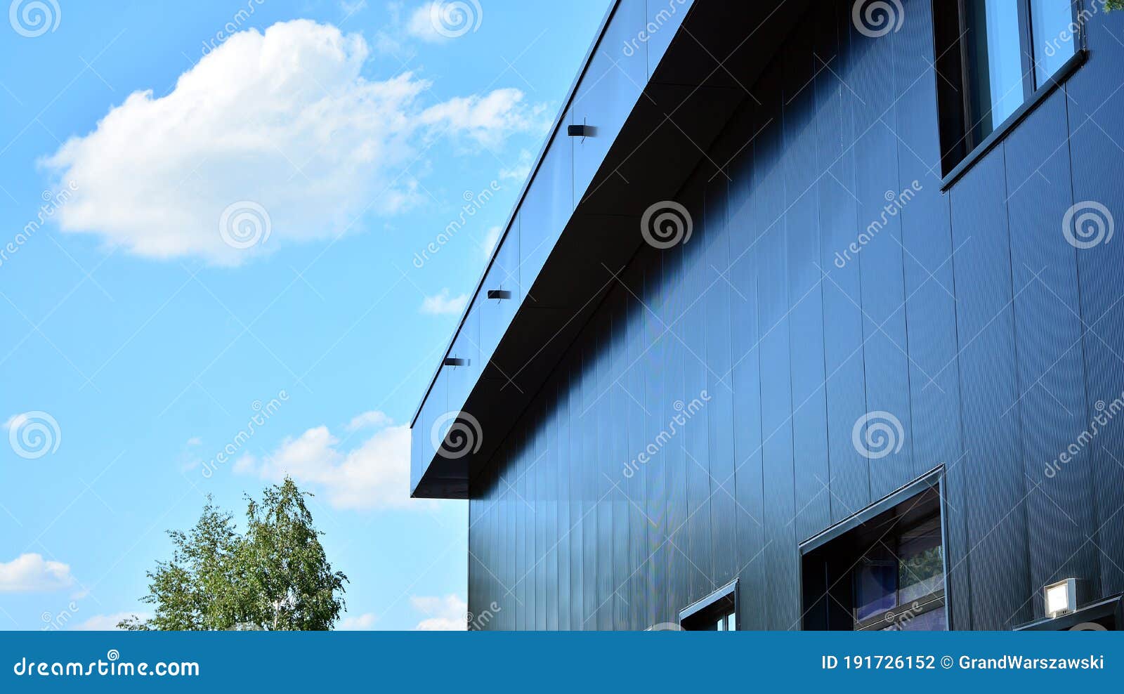 Facade of a Modern Navy Blue Warehouse Stock Photo - Image of freight ...