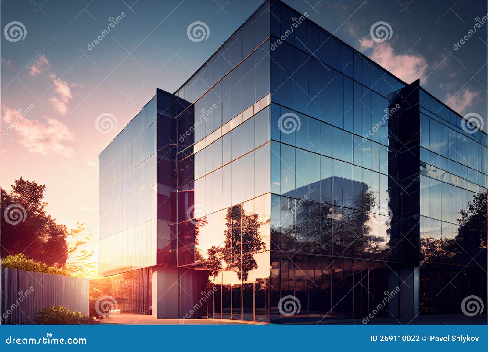Facade of a Modern Office Building. Stock Illustration - Illustration ...