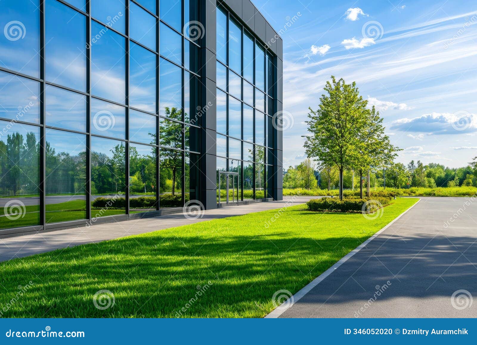 The Facade of a Modern Office Building is Clad in Graphite with Large ...