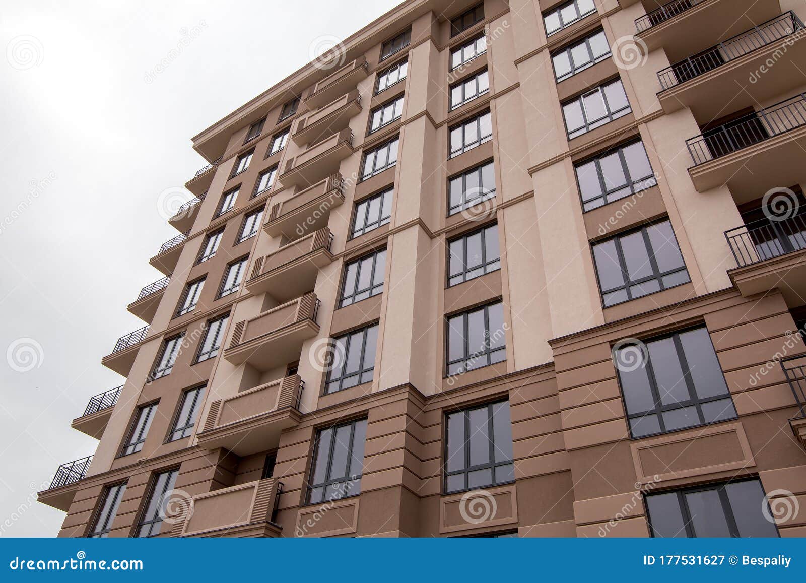 Facade of the Multi-storey Building is Brown in Color. Stock Image ...