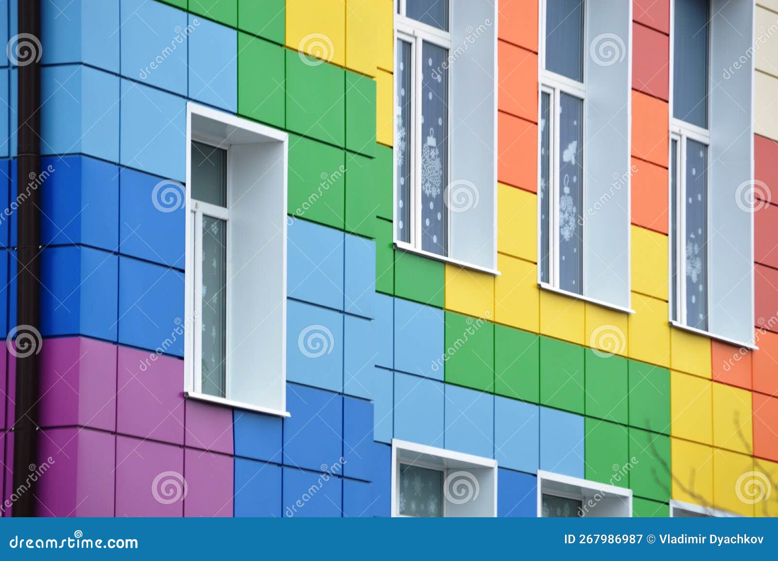 Multicolor colored facade stock image. Image of hotel - 267986987