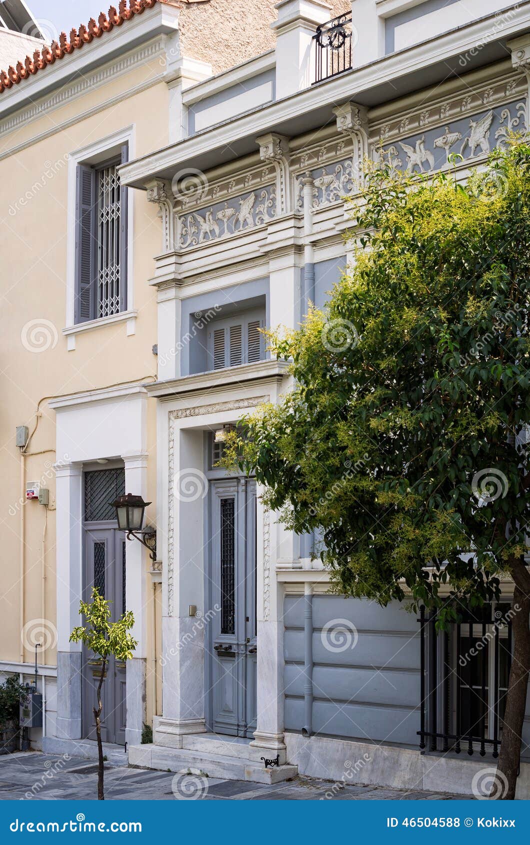 Facade of Neoclassical Building in Athens Stock Photo - Image of ...