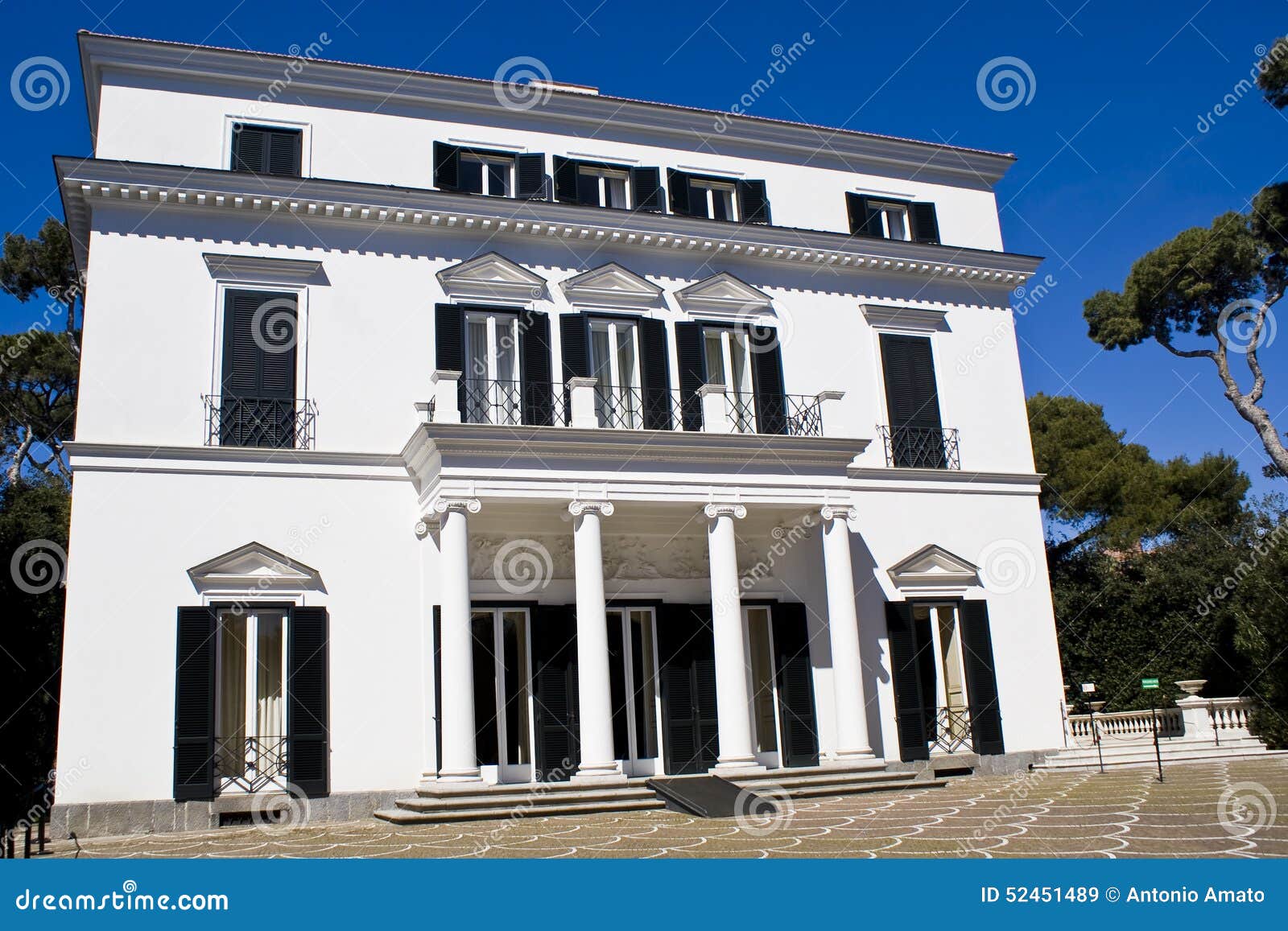 Facade of a Neoclassical Villa Stock Image - Image of neoclassical ...