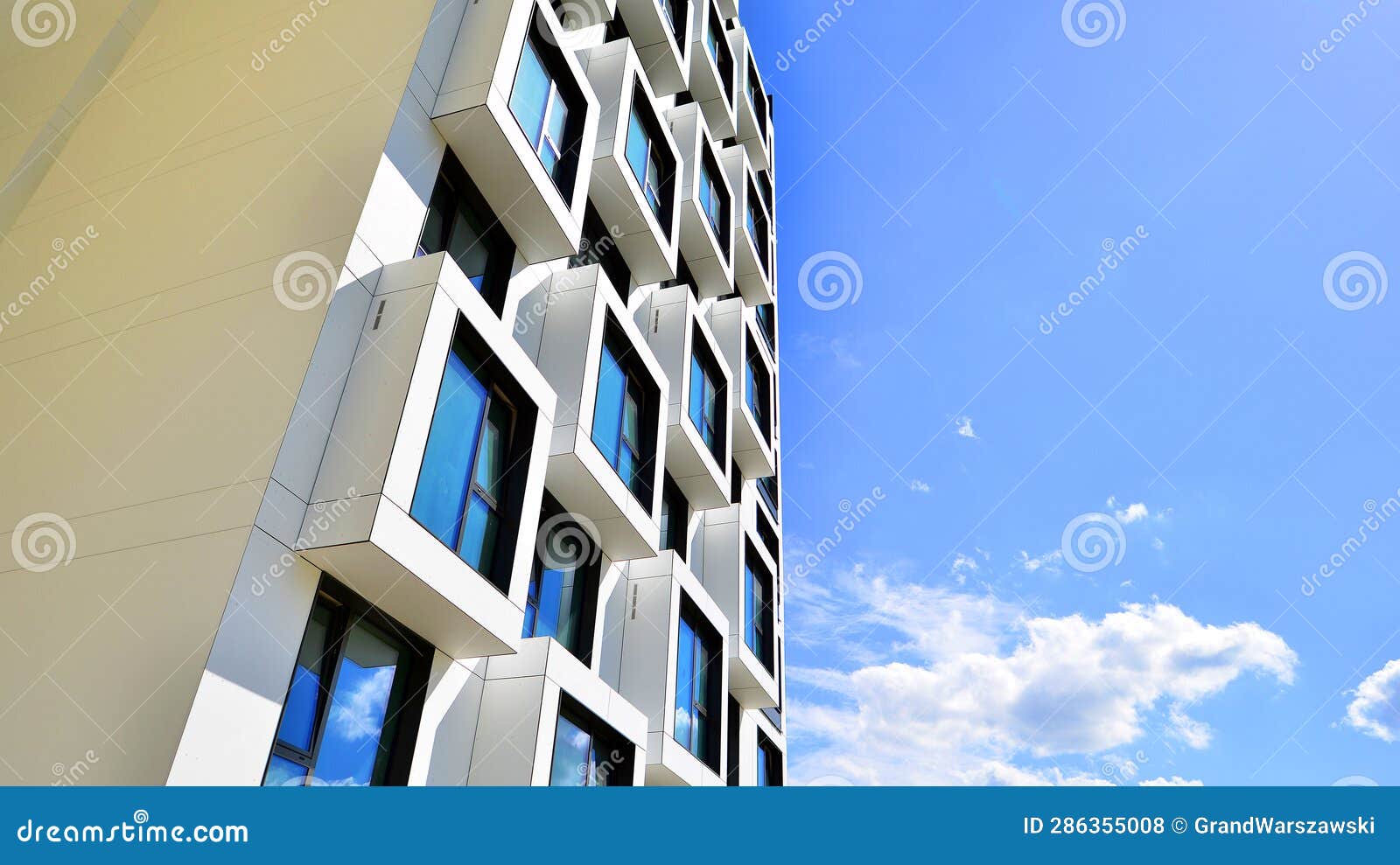 The Facade of the New Apartment Building Shaped Like Cubes. Stock Photo ...