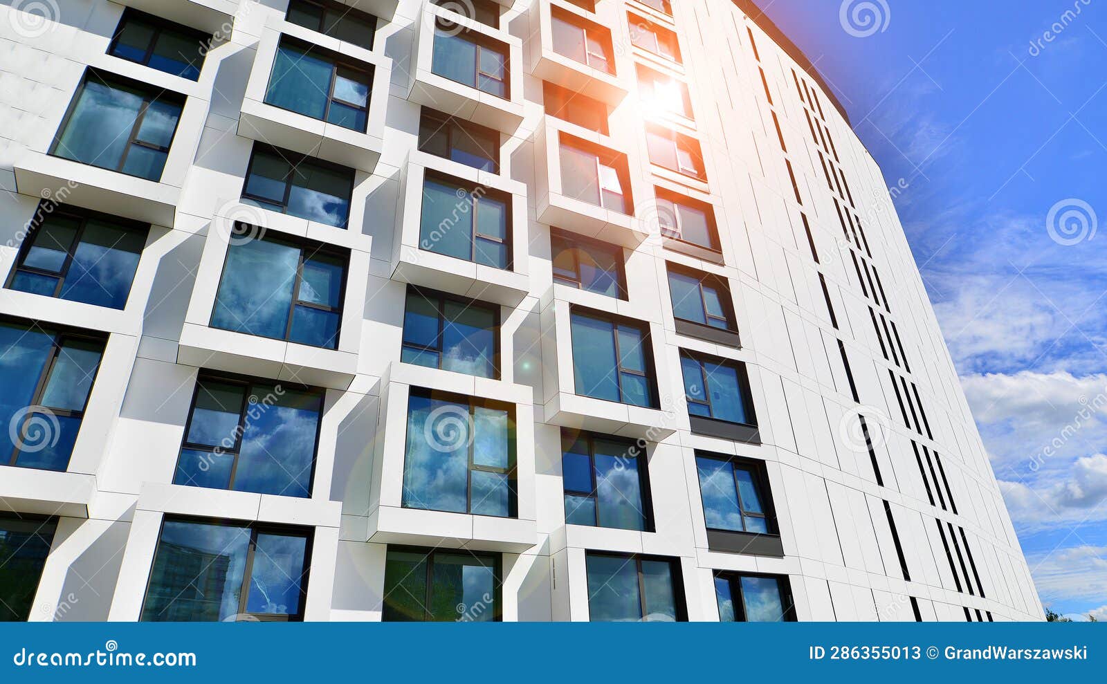 The Facade of the New Apartment Building Shaped Like Cubes. Stock Image ...