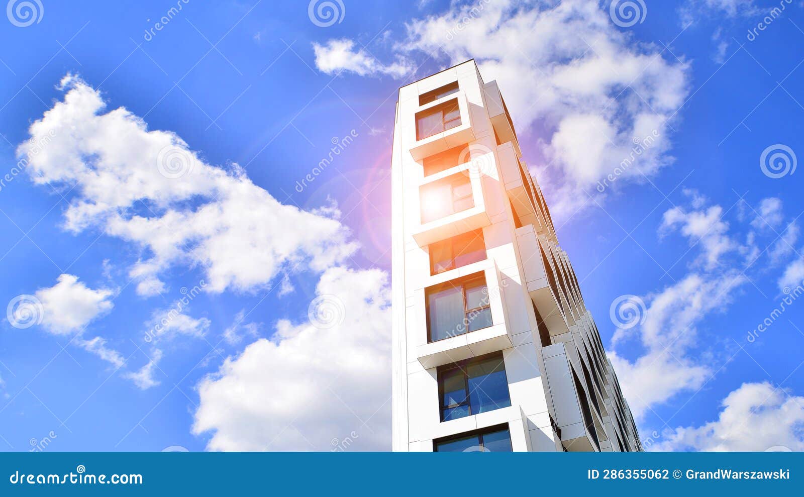 The Facade of the New Apartment Building Shaped Like Cubes. Stock Photo ...