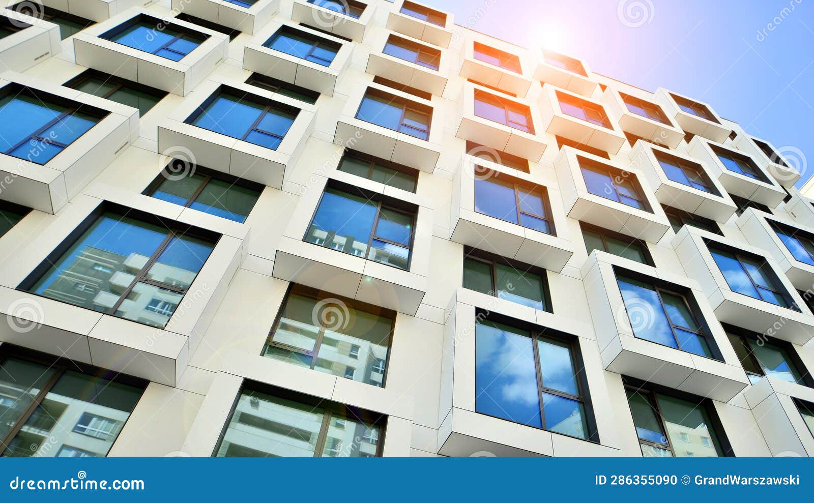 The Facade of the New Apartment Building Shaped Like Cubes. Stock Photo ...
