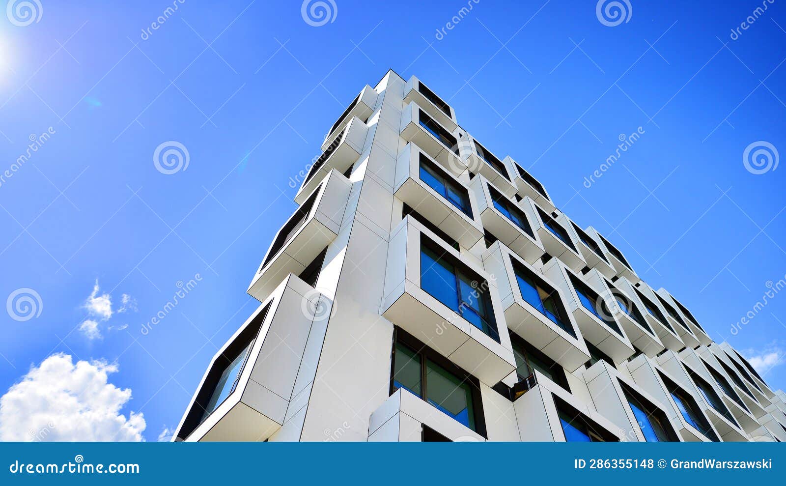 The Facade of the New Apartment Building Shaped Like Cubes. Stock Photo ...