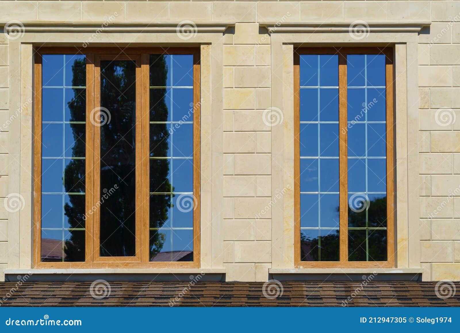 Facade of a New House, Windows and Roof Stock Image - Image of exterior ...