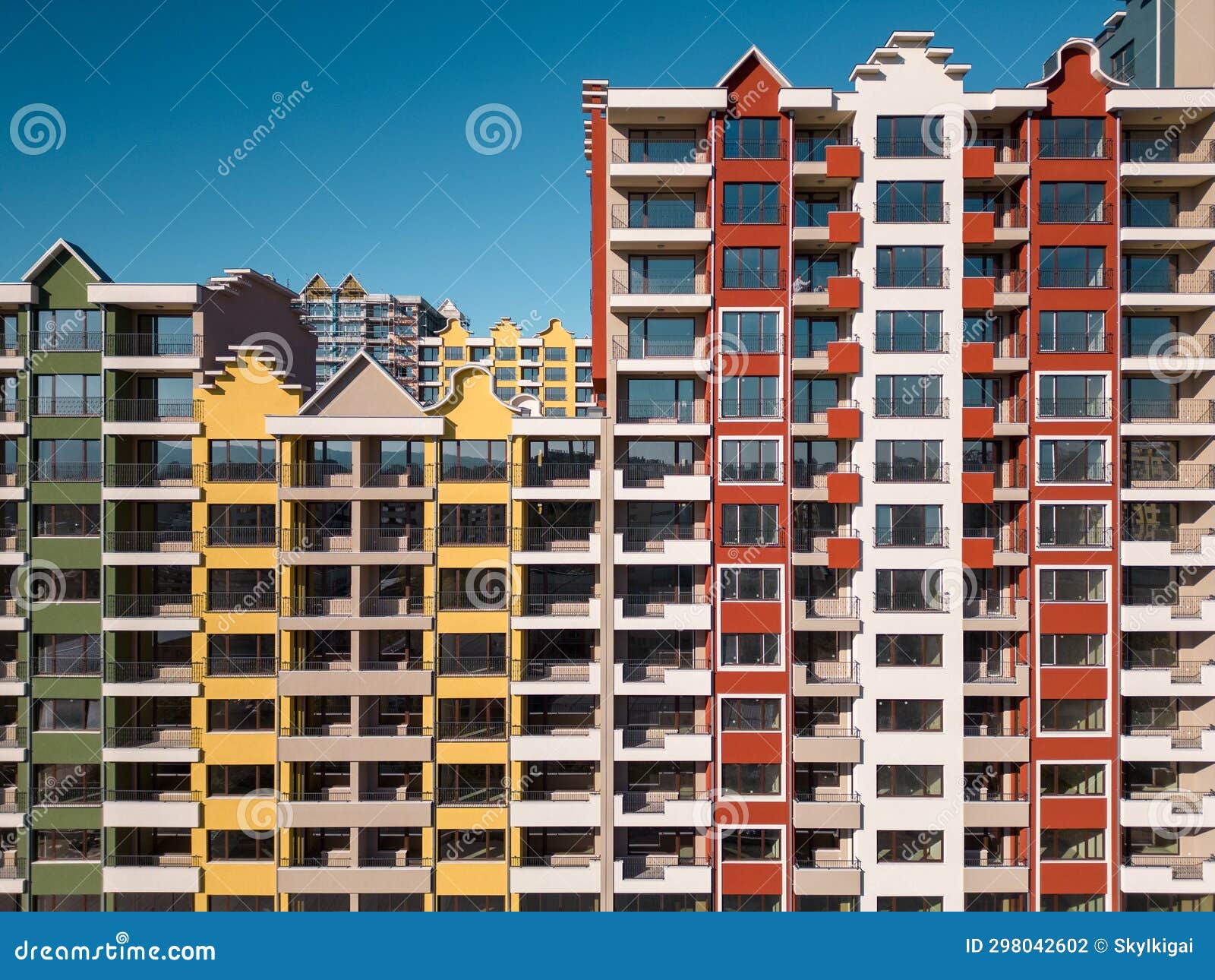 Facade of a Newly Built Residential Building with Bright Colors Stock ...