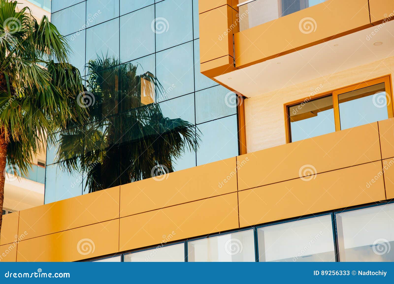 The Facade of the Office Building. Mirror Windows in the Buildin Stock ...