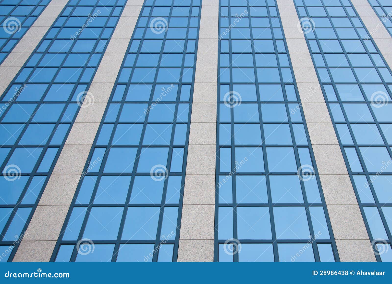 Facade of Office Building with Overcast Sky Reflected Stock Photo ...