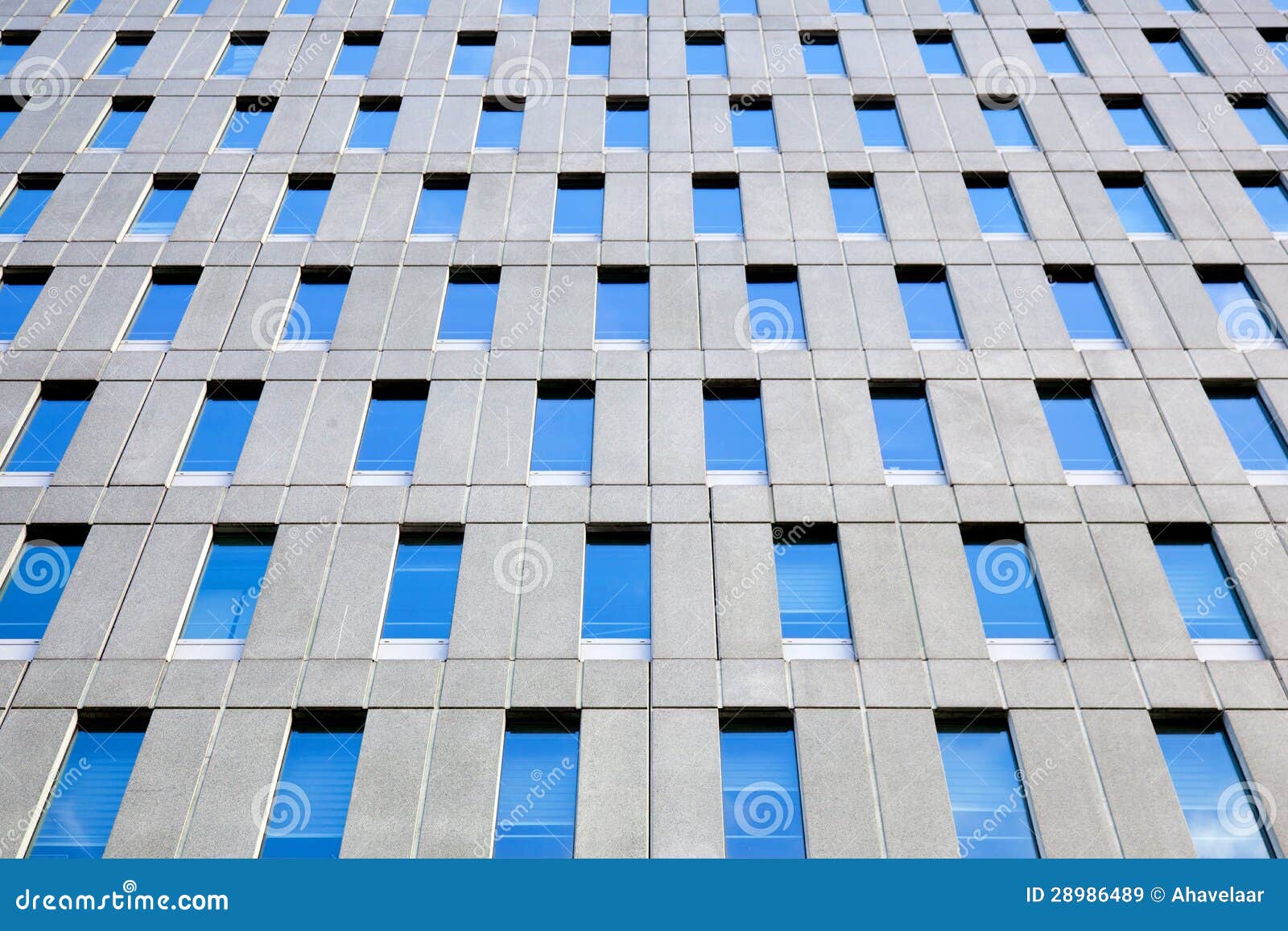 Facade of Office Building with Overcast Sky Reflected Stock Image ...
