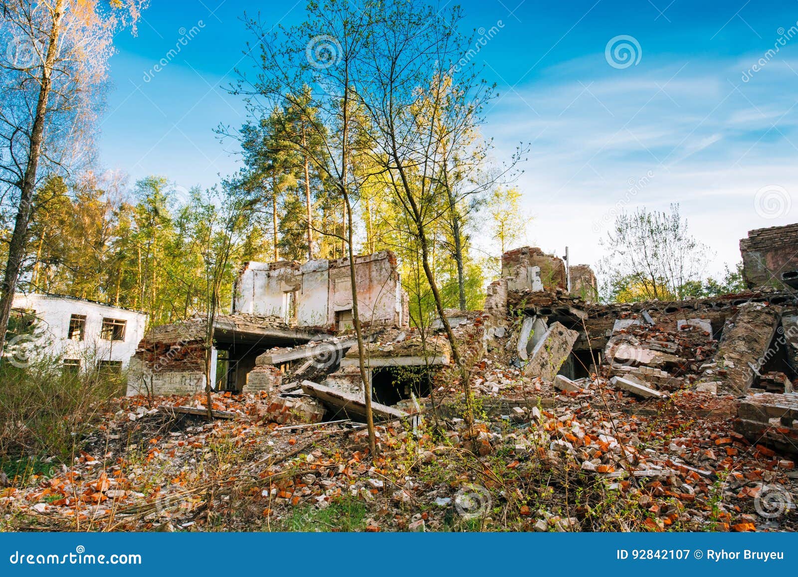 Facade of Old Abandoned Broken Ruined Building Stock Image - Image of ...