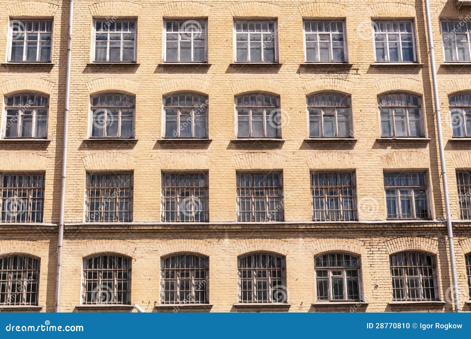 Facade of an Old Brick Apartment Buildings Stock Photo - Image of brick ...