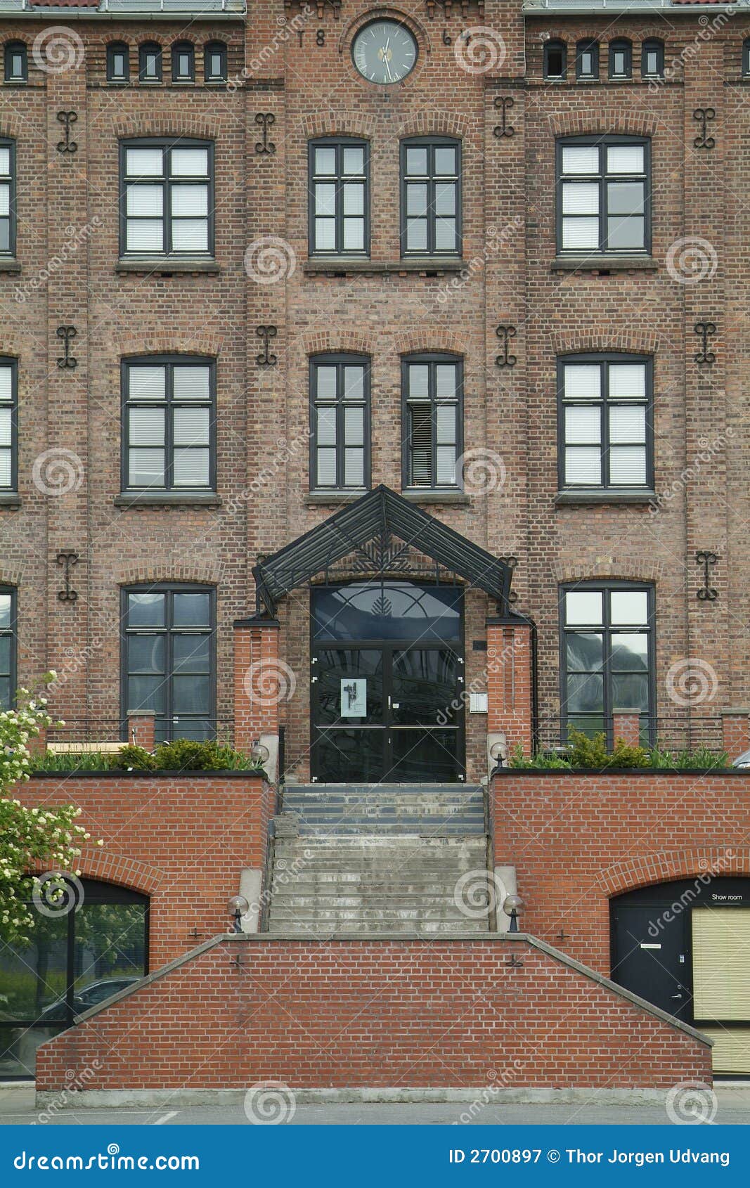 Facade of Old Brick Building Stock Image - Image of office, clock: 2700897