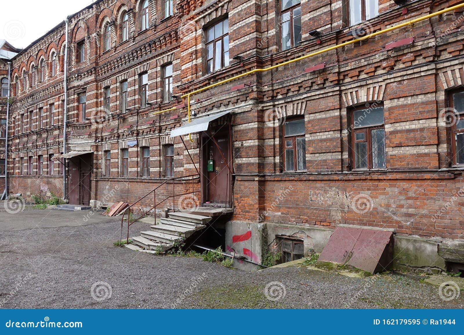 Facade of an Old Brick Building in Moscow. Old Residential Building ...