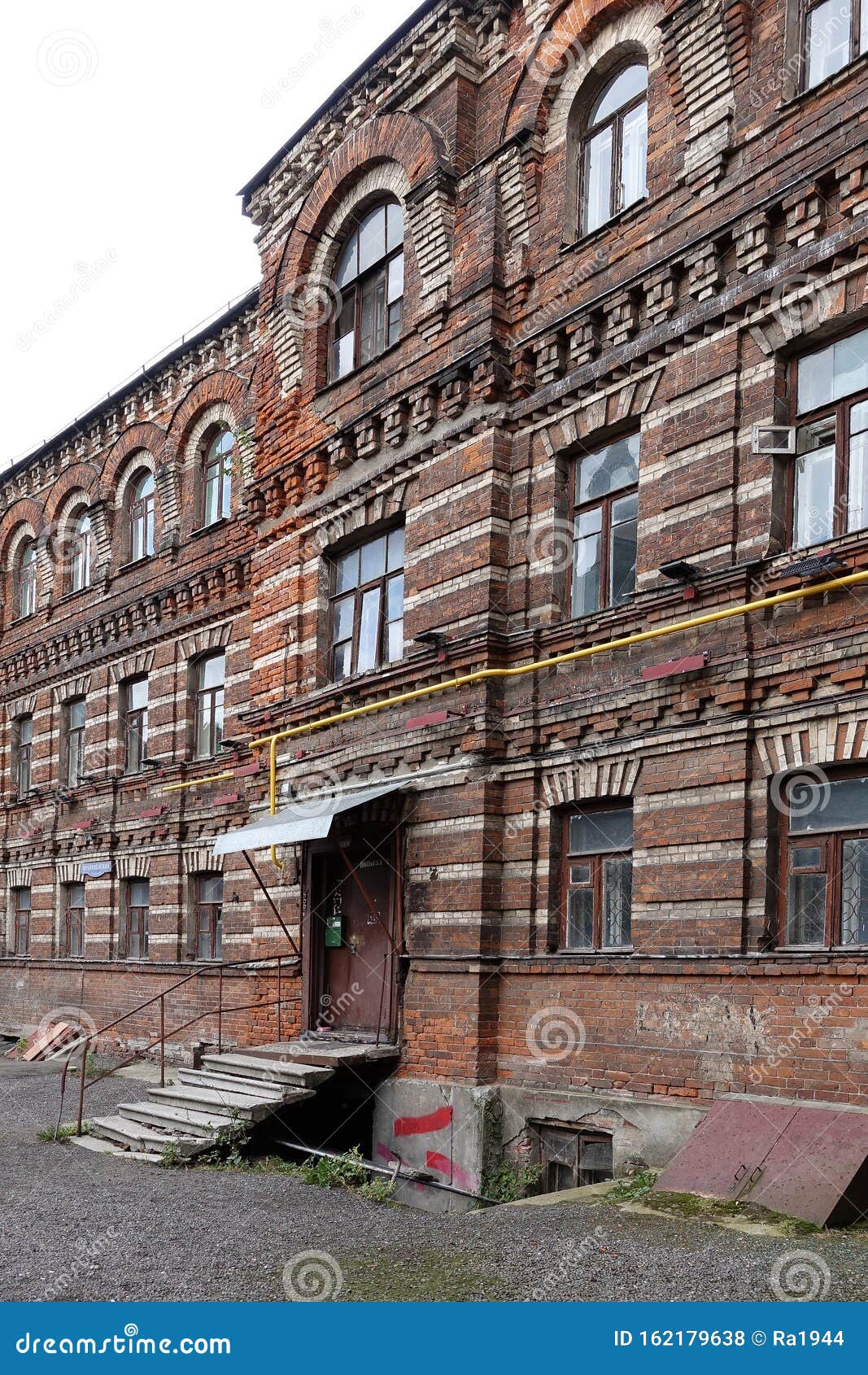 Facade of an Old Brick Building in Moscow. Old Residential Building ...