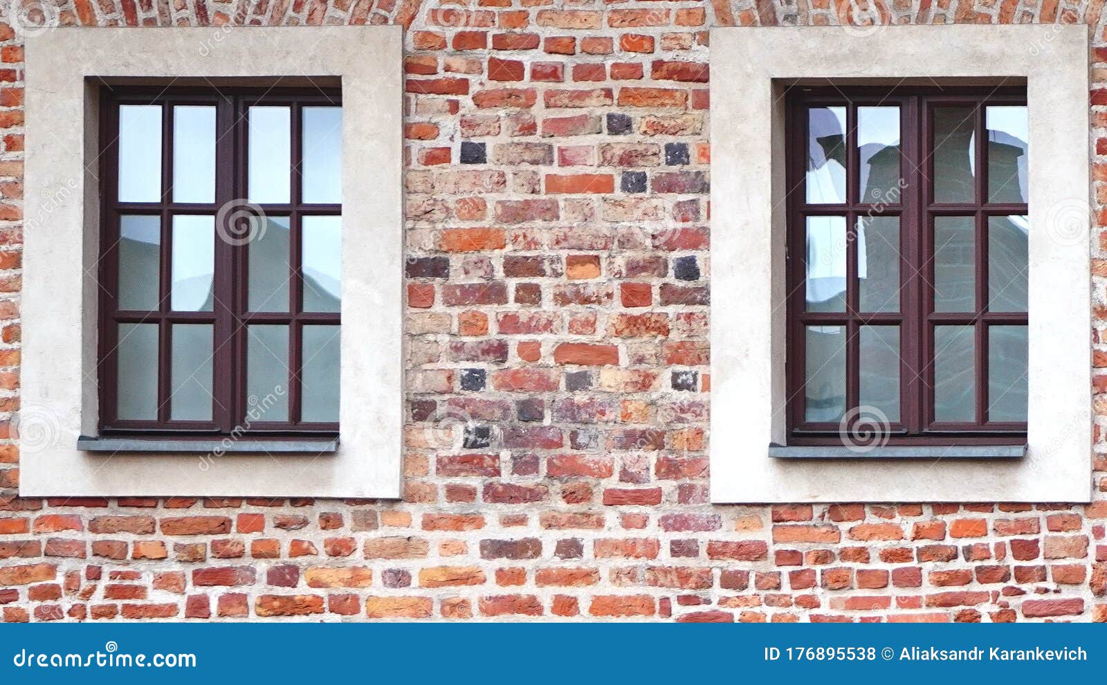 The Facade of an Old Brick Building with Windows or Cornices. Old Brick ...