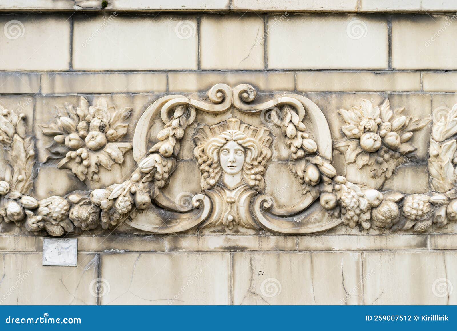 The Facade of an Old Building Decorated with a Pattern of Stucco ...