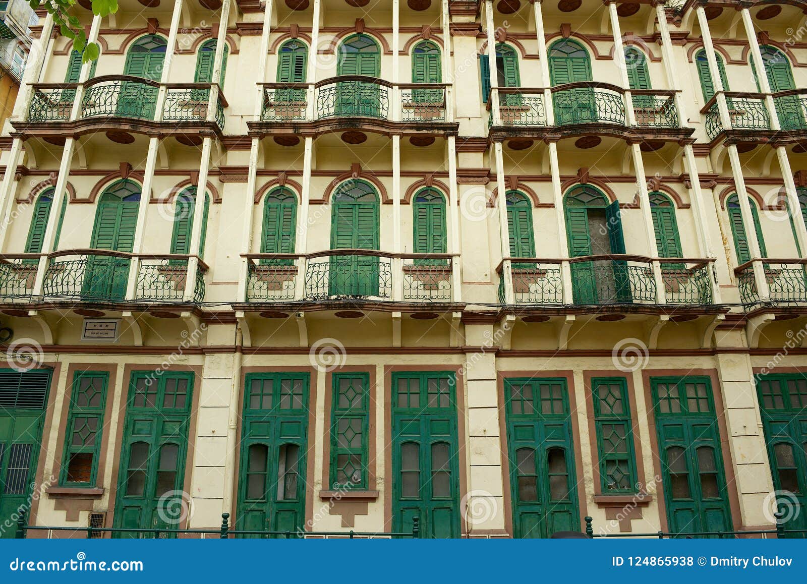 Facade of the Old Building at the Historical Quarter in Macau, China ...