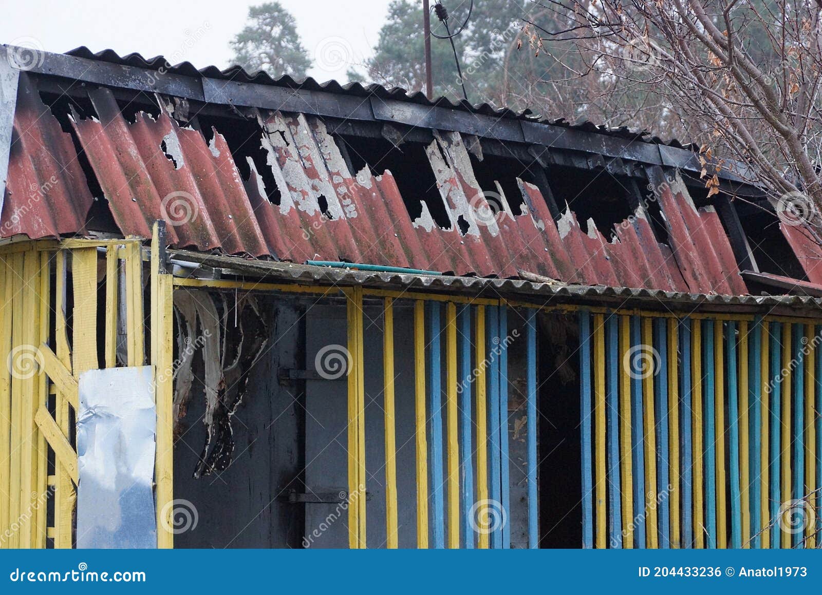 Facade of an Old Colored Fire-burned Barn Stock Photo - Image of ...