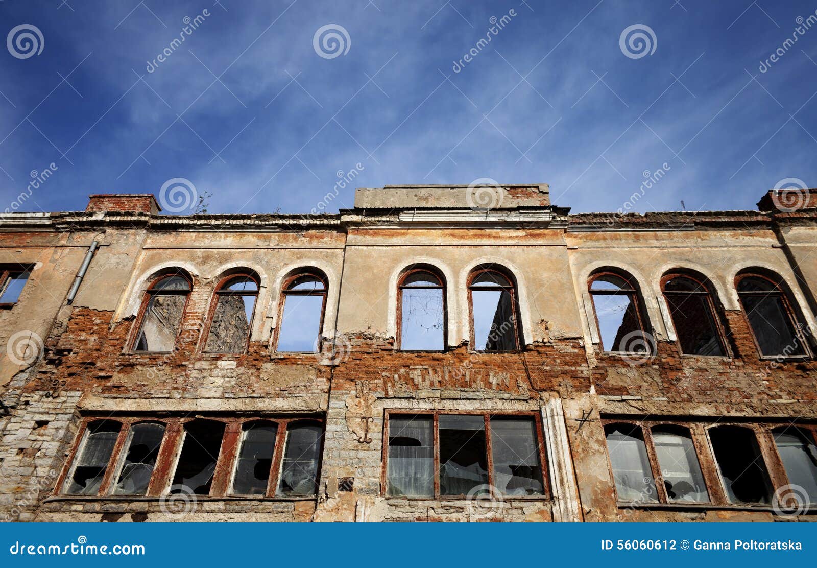 Facade of Old Destroyed House Stock Photo - Image of destruction ...