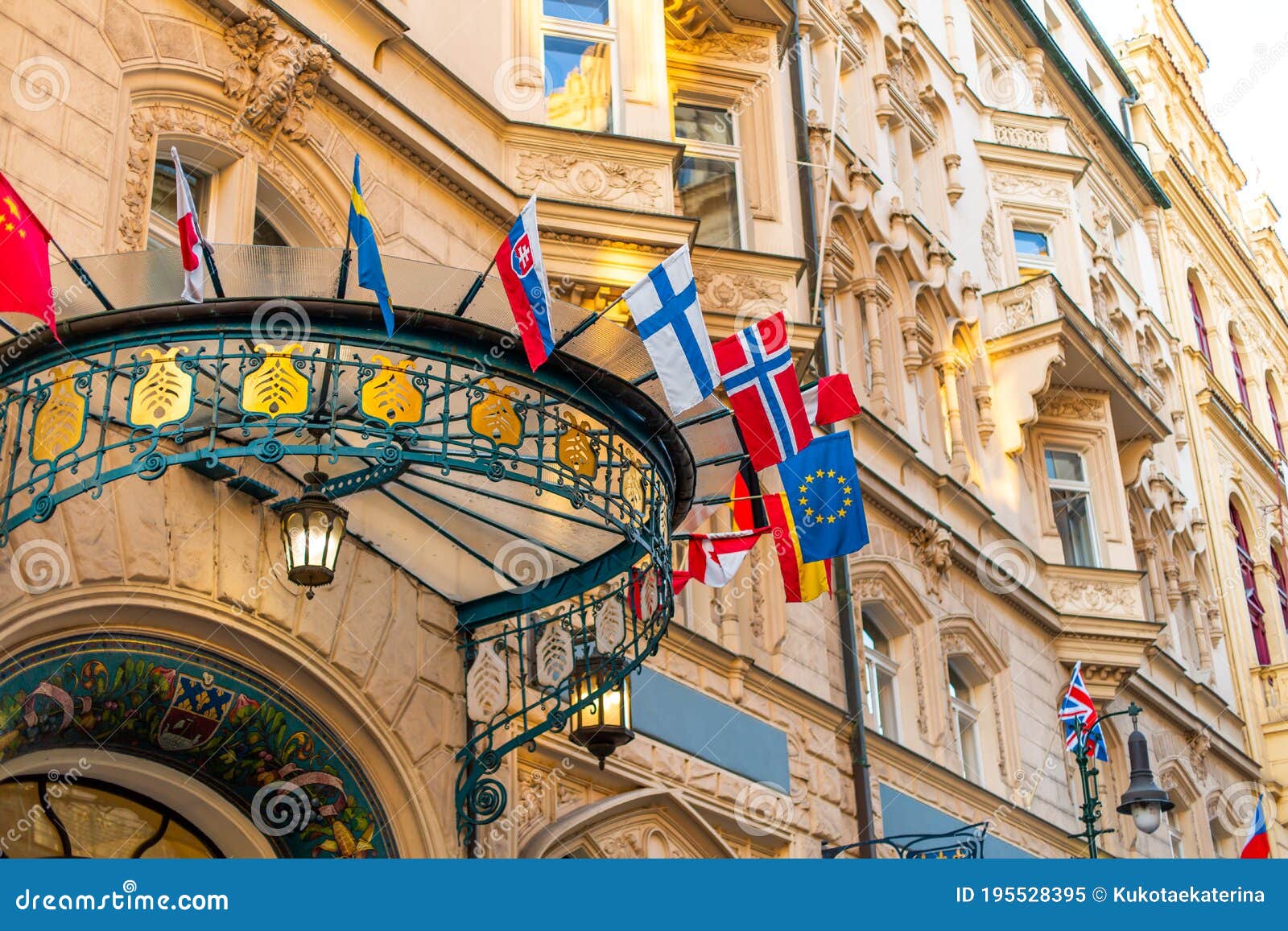 The Facade of the Old Diplomatic Building is Decorated with Flags of ...