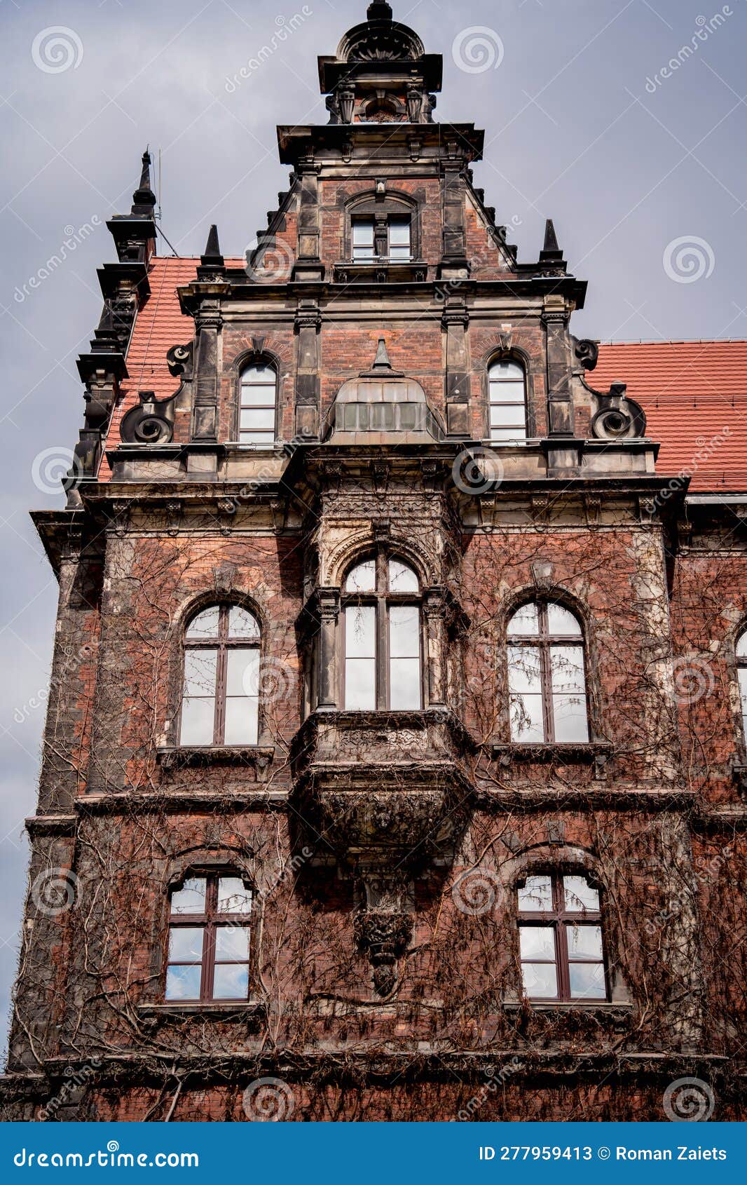 Facade of a Old European Historical Building with Vintage Windows and ...