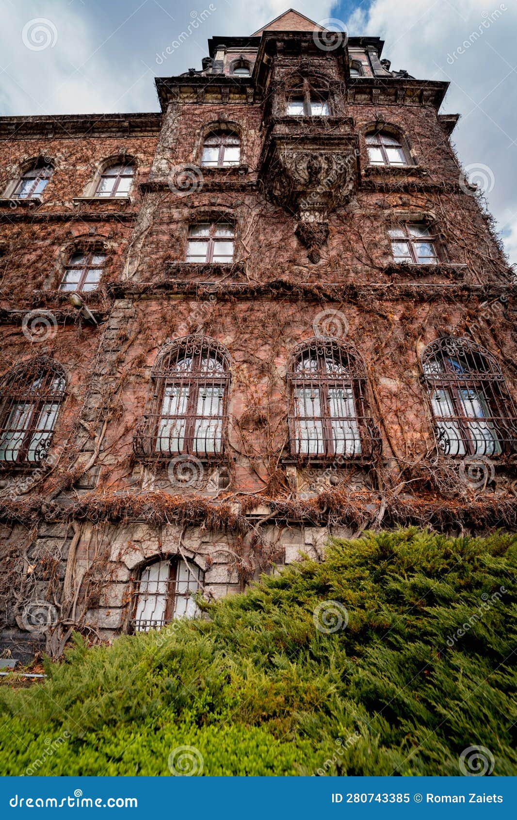 Facade of a Old European Historical Building with Vintage Windows and ...