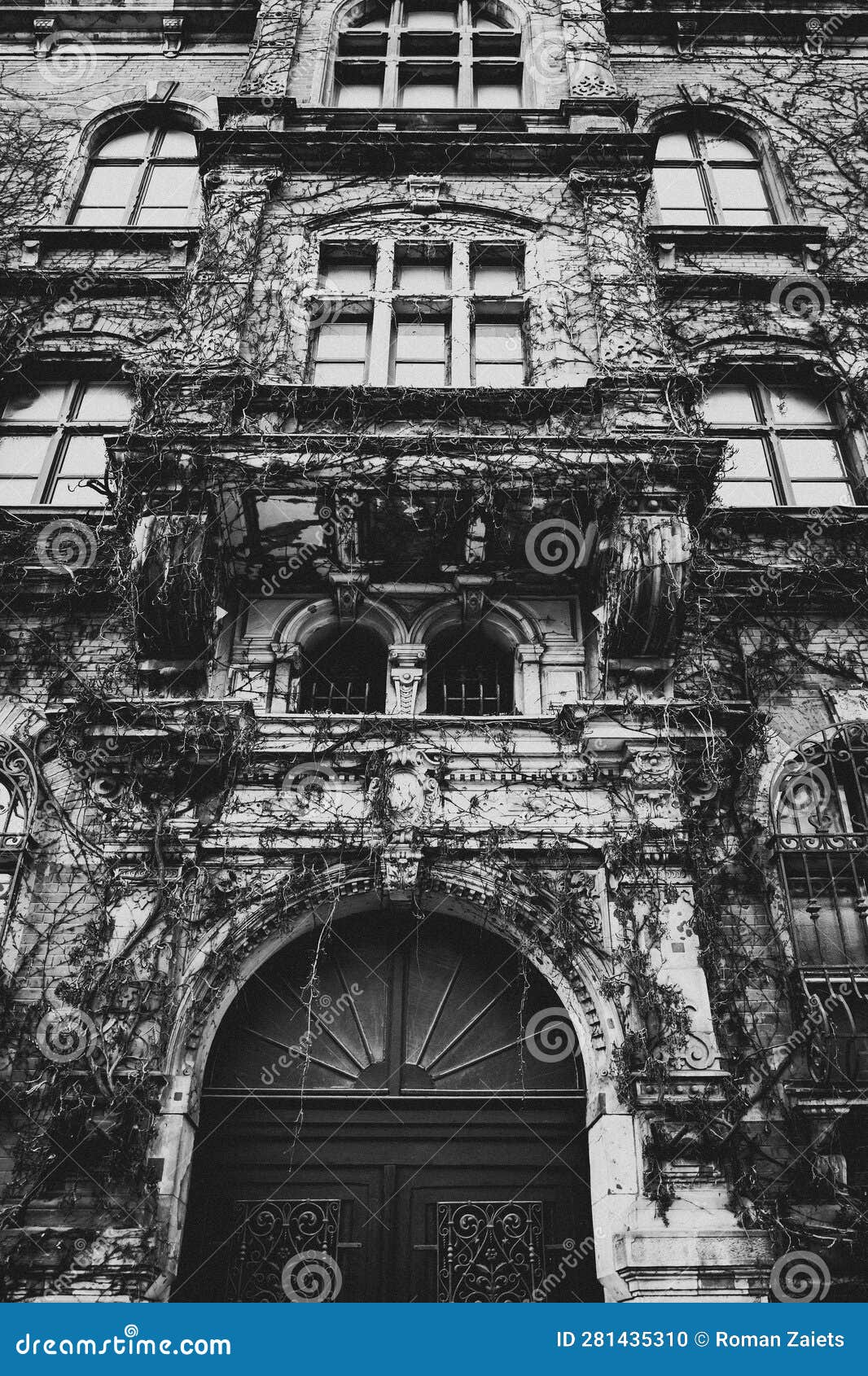 Facade of a Old European Historical Building with Vintage Windows and ...