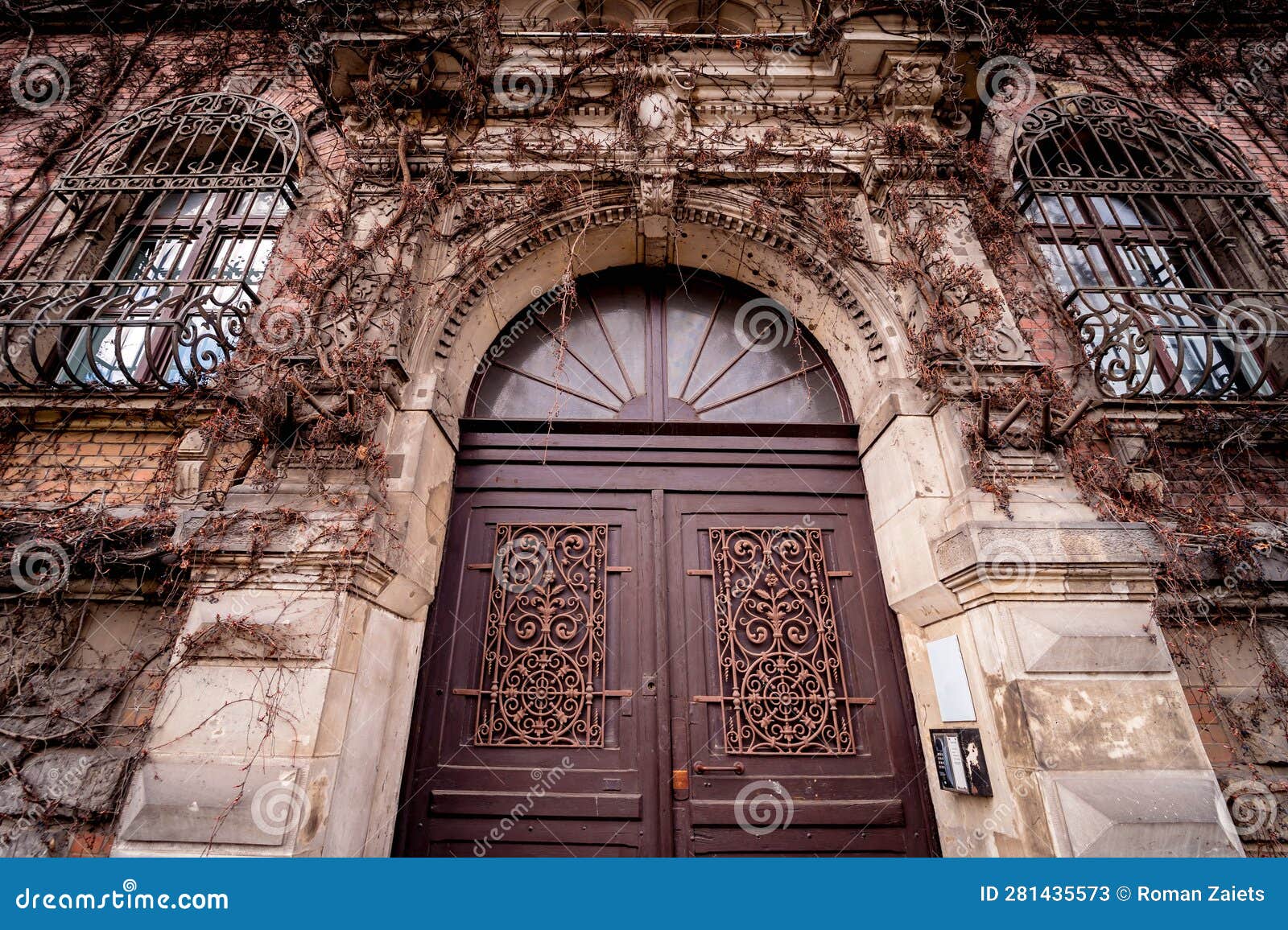 Facade of a Old European Historical Building with Vintage Windows and ...