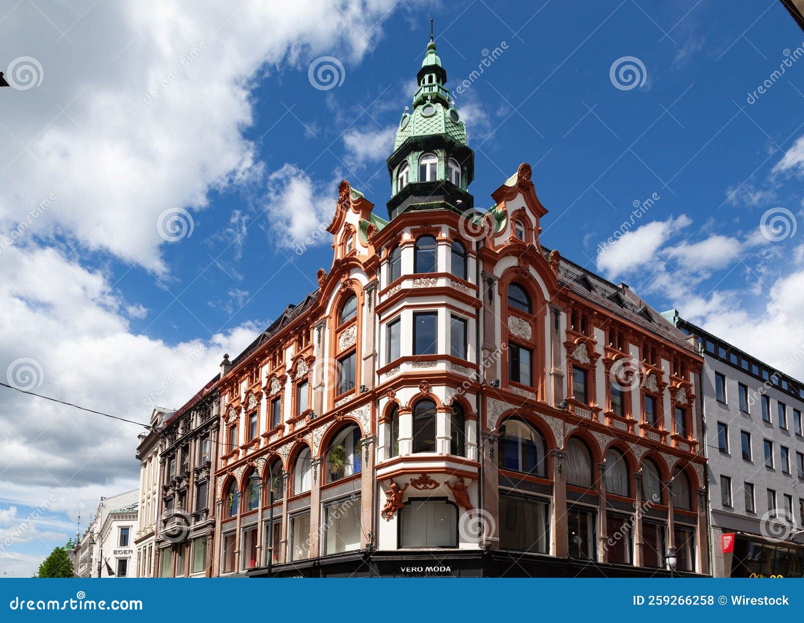 Facade of an Old, Historical Building in Downtown of Oslo, Norway ...