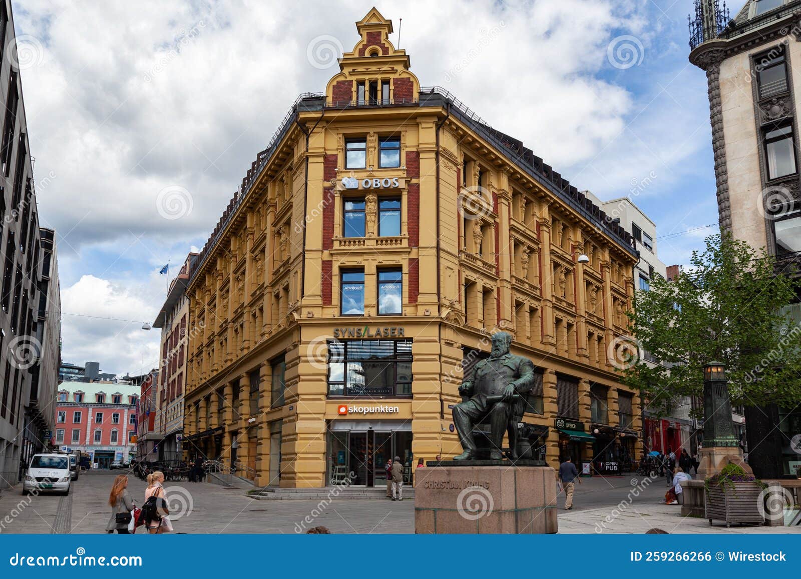 Facade of an Old, Historical Building in Downtown of Oslo, Norway ...
