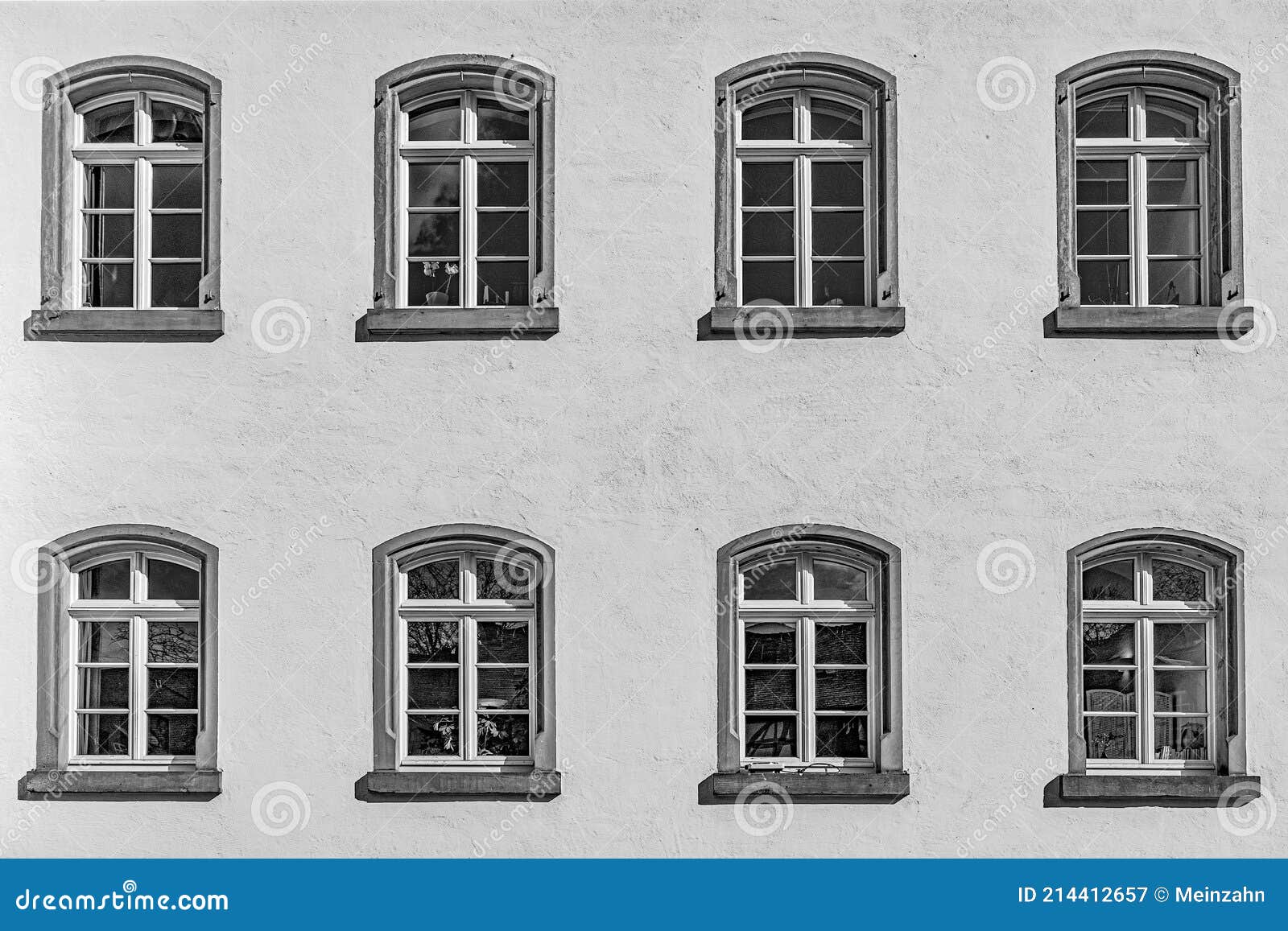 Facade of Old House with Windows in Row Stock Image - Image of historic ...