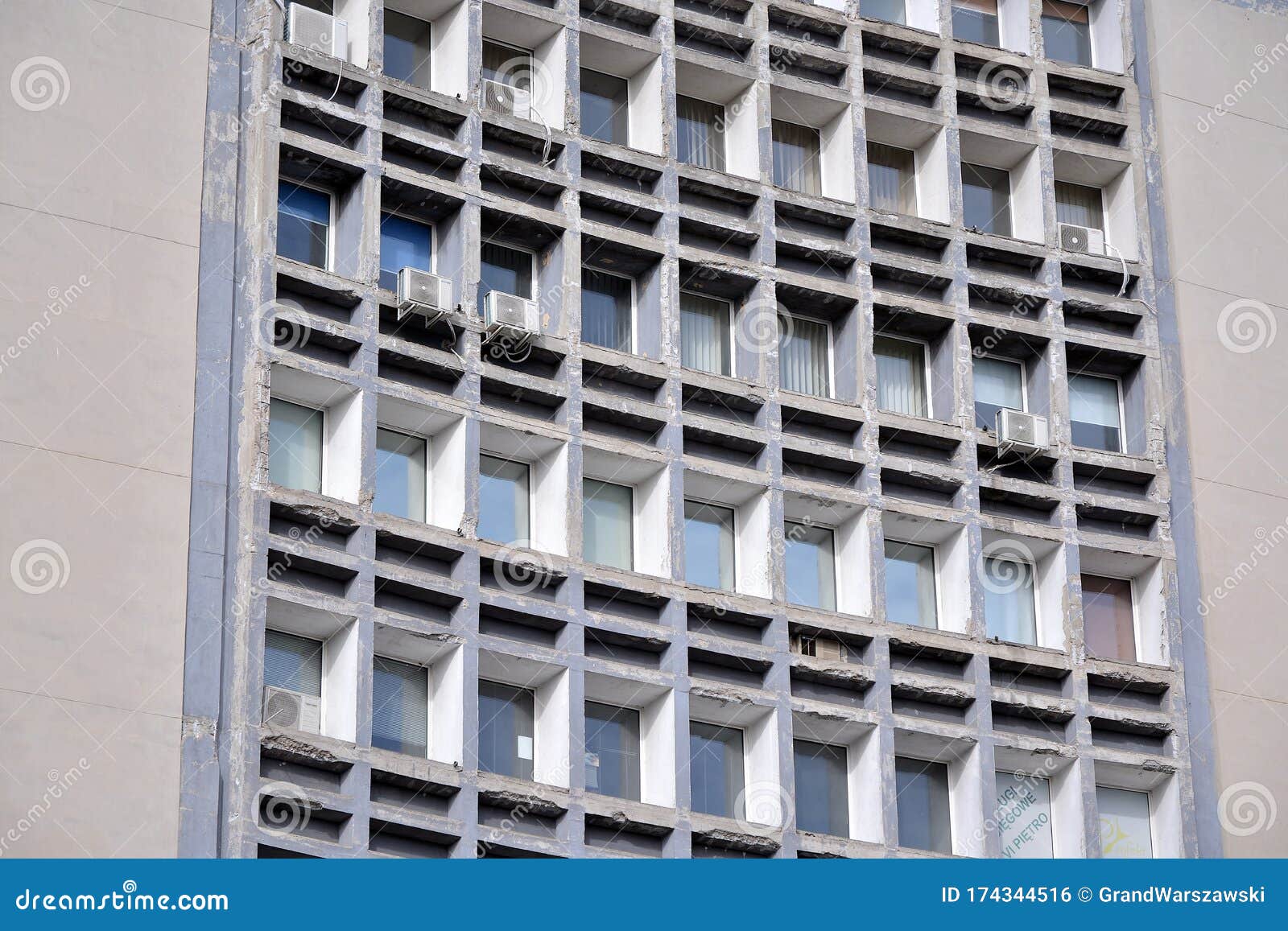 Facade of an Old Industrial Office Building with a Predominance of Old ...