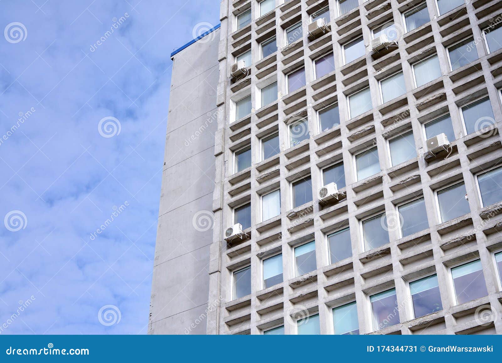 Facade of an Old Industrial Office Building with a Predominance of Old ...