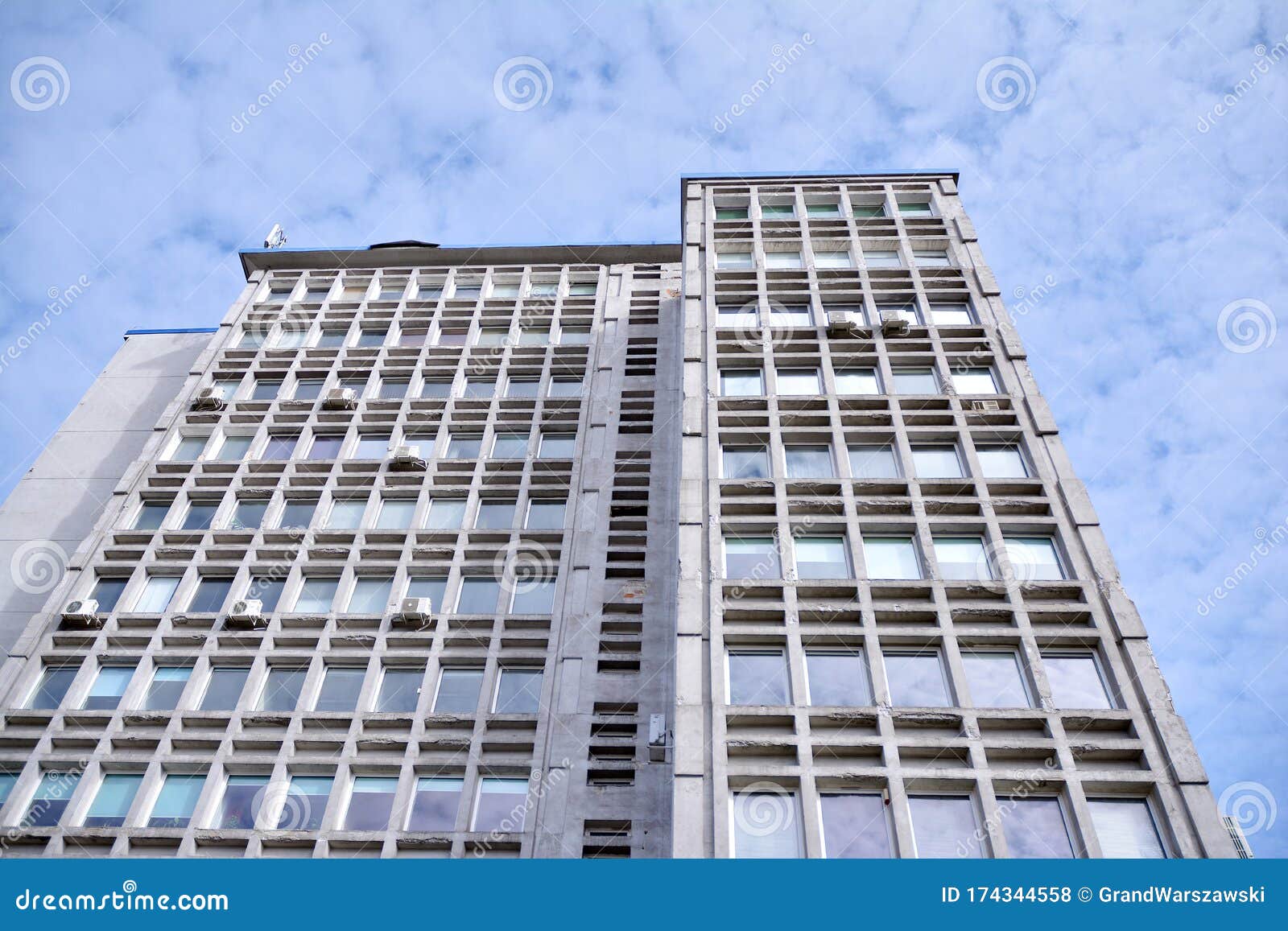 Facade of an Old Industrial Office Building with a Predominance of Old ...