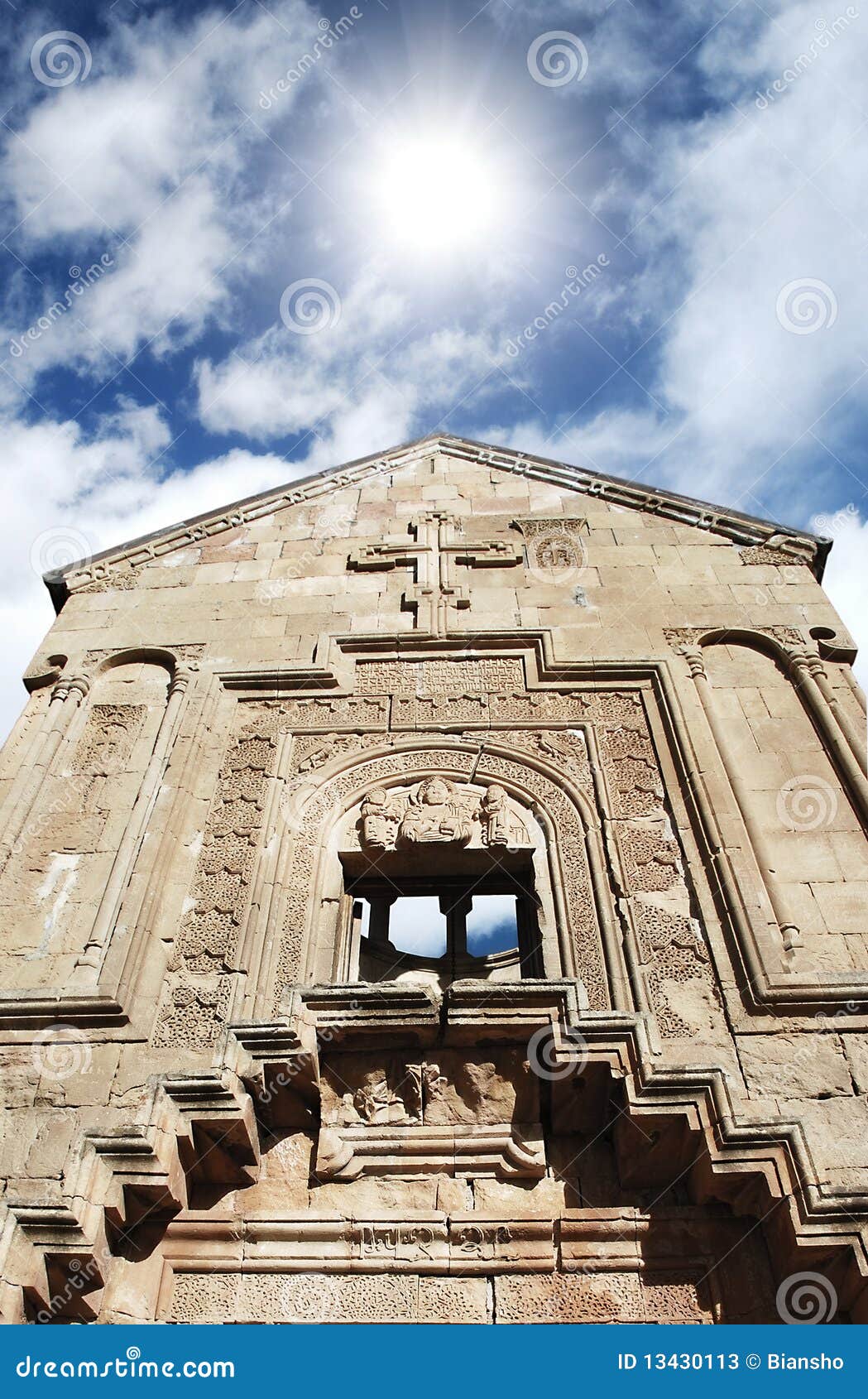 The Facade of Old Medieval Church Stock Image - Image of christ, aged ...