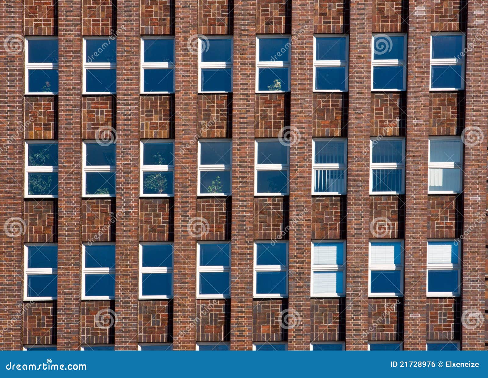 Facade of an Old Red Brick Building Stock Photo - Image of blue ...