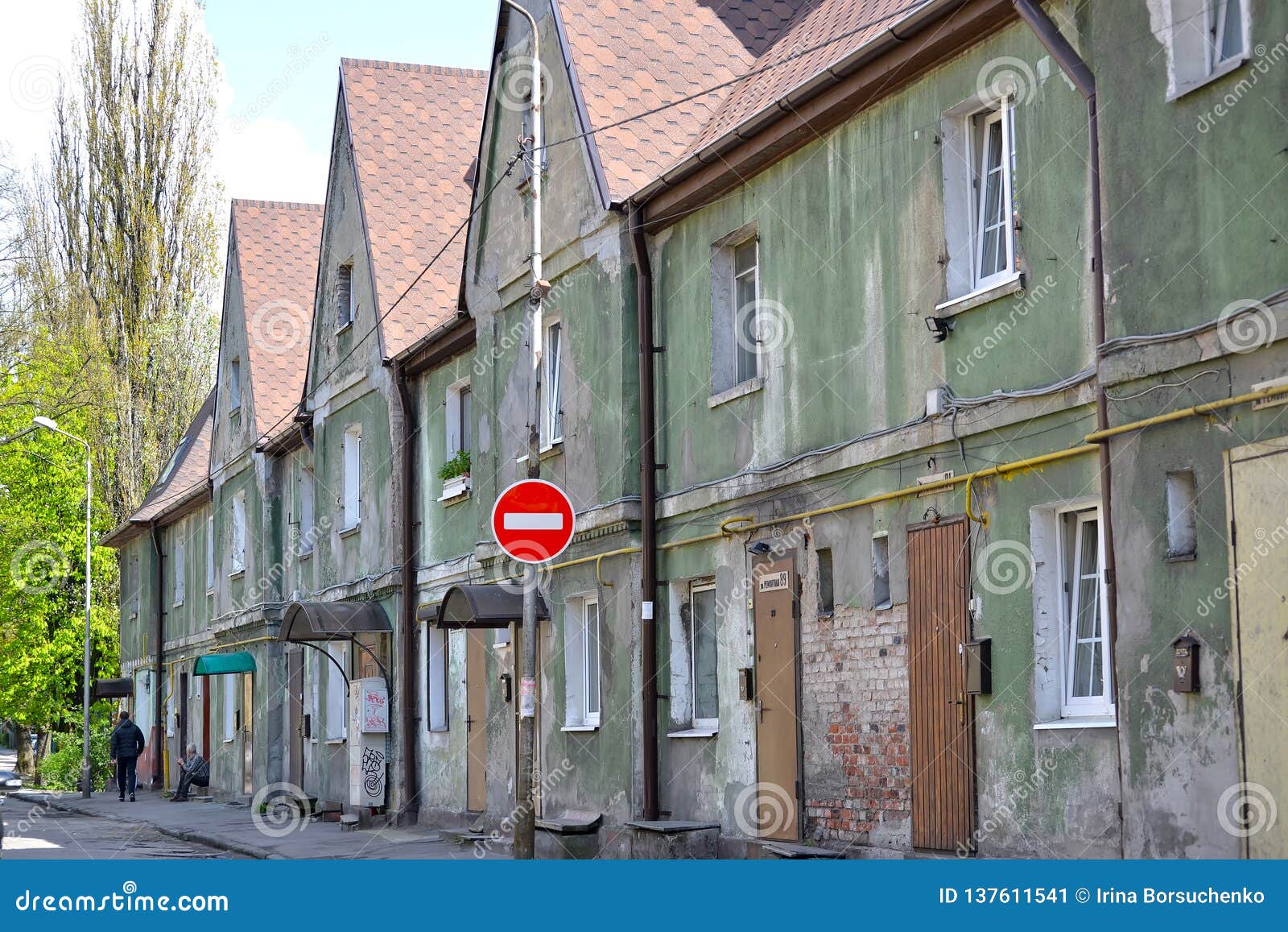 Facade of the Old Residential Building of Pre-war Construction ...