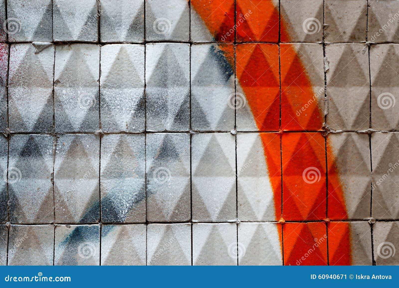 Facade with Painted Ceramic Triangular Tiles Stock Image - Image of ...