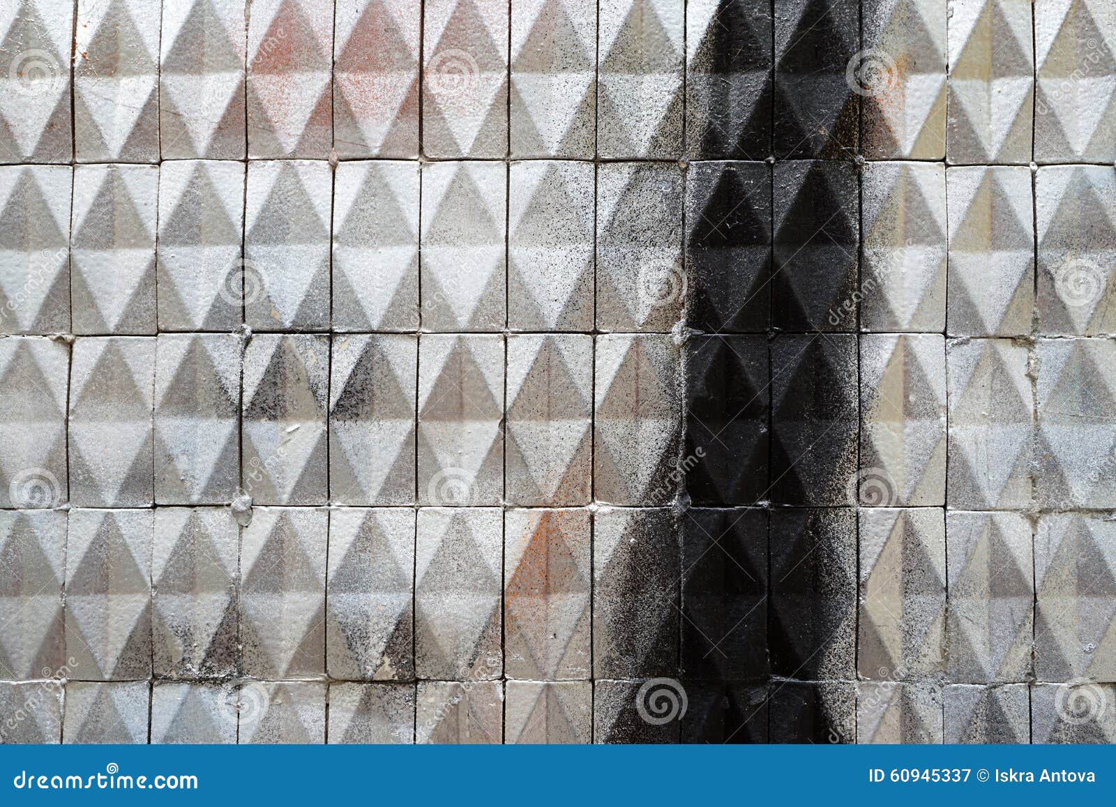 Facade with Painted Ceramic Triangular Tiles Stock Image - Image of ...