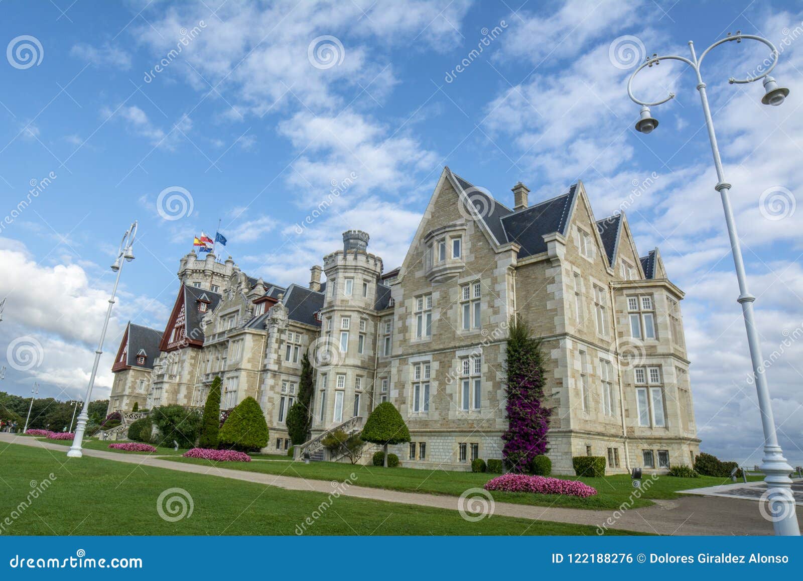 Facade of the Palace of the Magdalena in Santander, Spain Editorial ...